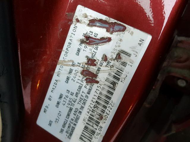 JM1TA221211715675 - 2001 MAZDA MILLENIA, RED - price history, history ...